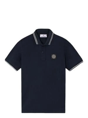 Stone Island Stone Island Ribbed Collar Polo Shirt Navy