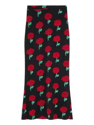 Versace High-waist Floral Skirt - Black