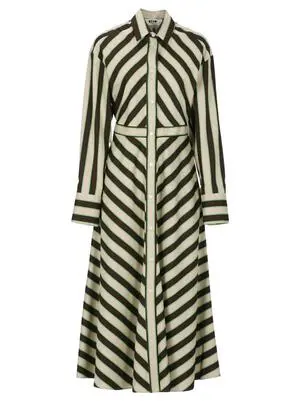 MSGM Striped Long Sleeve Shirt Dress - Nude
