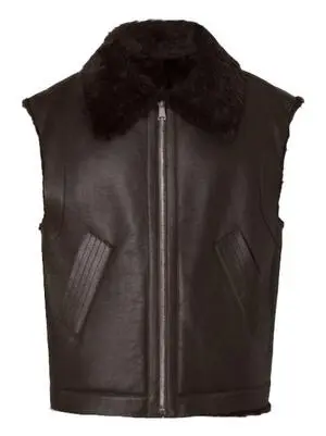 Fendi Ff Plaque Cropped Shearling Vest - Brown