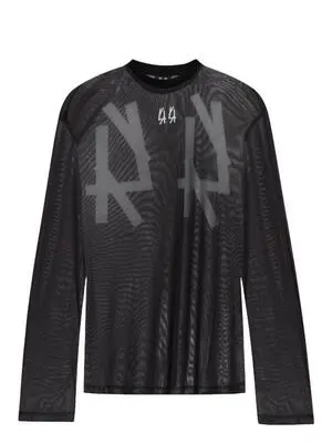 44 LABEL GROUP Logo-print Mesh T-shirt - Black