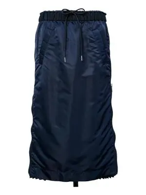 Sacai Sacai Pleated Midi Skirt Navy