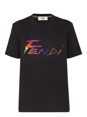 FENDI Fendi Cotton T-Shirt With Embellished Logo