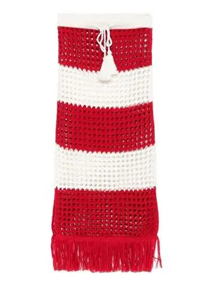 Farm Rio Hollowed-out Knitted Extra-long Skirt - Brick Red