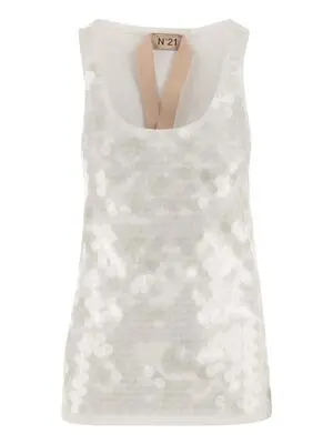 N.21 Sequined Vest - White