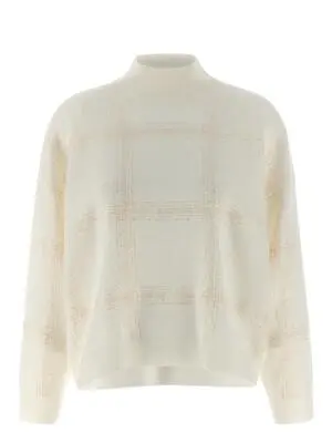 Brunello Cucinelli Sequin Embellished Turtleneck Jumper - White