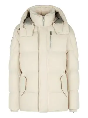 Moose Knuckles Long-sleeved Down Jacket With Hood - Alabaster