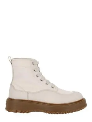 Hogan Lace-up High Upper Boots With Thick Sole - White