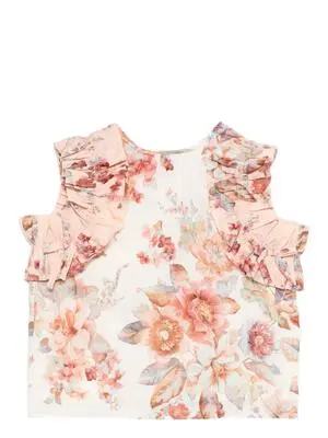 Zimmermann Awake Ruffled Floral Top - Nude
