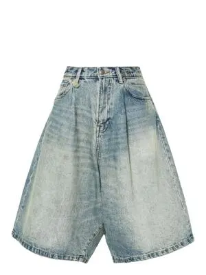 R13 Belt Loop Denim Shorts - Gray