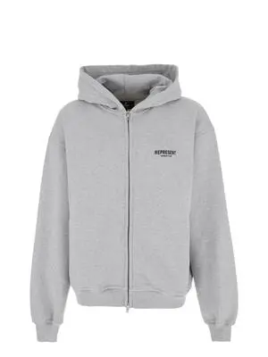 REPRESENT Zip-up Sweatshirt With Logo Print - Grey