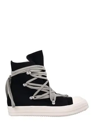 Rick Owens High Top Sneakers With Eyelet Lace-up Detail - Black