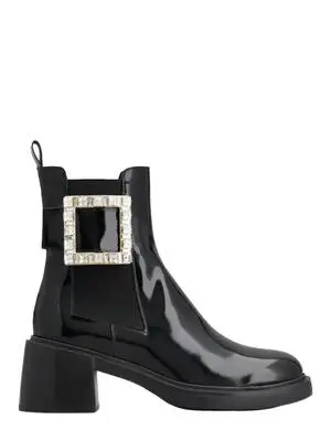 ROGER VIVIER Chelsea Ankle Boots With Strass Buckle - Black