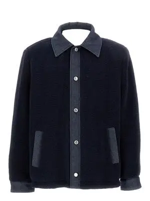 A.p.c. Fleece Denim-panel Jacket - Black