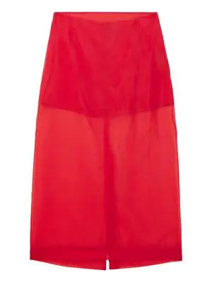 THE FRANKIE SHOP Peri Sheer Midi Skirt - Red