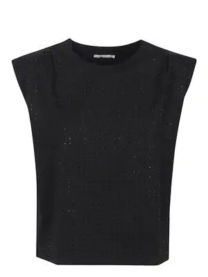 Patrizia Pepe Rhinestone Embellished Sleeveless Top - Black
