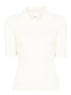 DUNST Dunst Ribbed-Knit Polo Top
