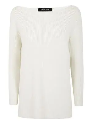 Fabiana Filippi Ribbed Oversized Jumper - White
