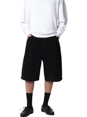 ENTIRE STUDIOS Elastic Waist Denim Shorts - Black