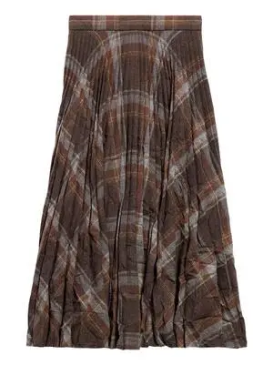 Balenciaga Checked Pleated Skirt - Brown