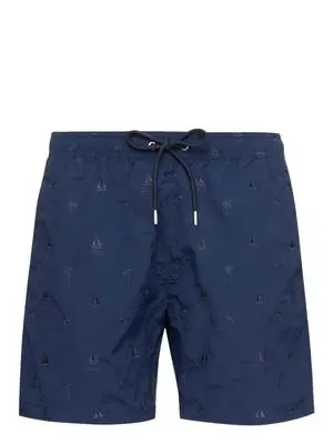 Hugo Boss Printed Drawstring Swim Trunks - Blue