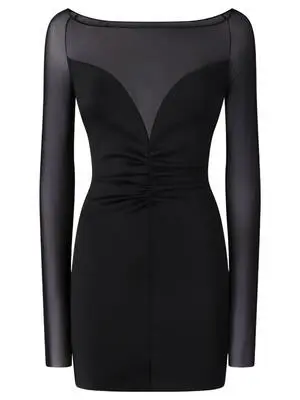 Pinko Tulle Plunging-neck Mini Dress - Black