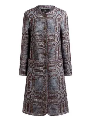ETRO Etro Bouclé Jacquard Coat With Pegaso Buttons