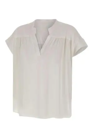 KAOS Sleeveless V-neck Blouse With Smooth Finish - White