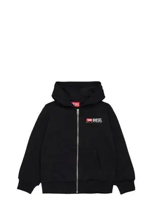 DIESEL® Logo-print Zip-up Hoodie - Black