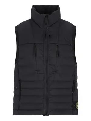 Stone Island Sleeveless High-neck Vest - Blue