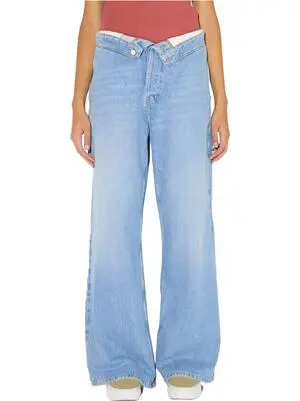 AMISH SUPPLIES Wide-leg Roll-up Jeans - Blue