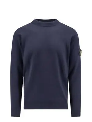 Stone Island Logo Patch Crewneck Jumper - Blue