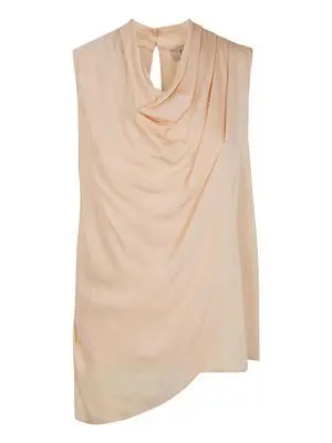 TWINSET Asymmetric Sleeveless Top With Draping - Nude