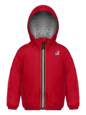 K-WAY Hooded Rain Jacket With Logo Detail - Red