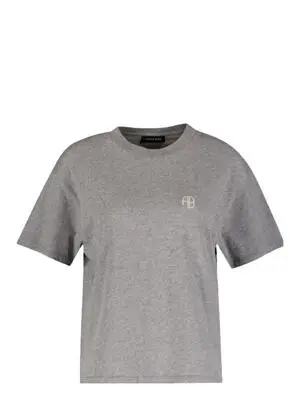 ANINE BING Short Sleeve T-shirt With Logo - Grey