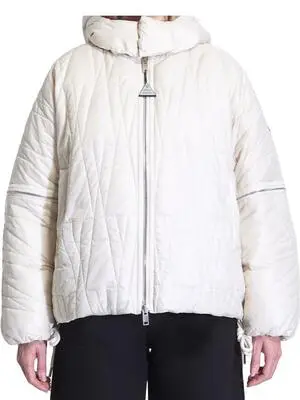 Moncler Long Sleeved Down Jacket With Hood - Beige