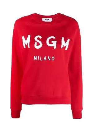 MSGM Logo Printed Crew Neck Sweatshirt - Blue