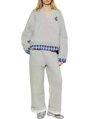 Munthe Nohlan Check-waistband Track Pants - Grey