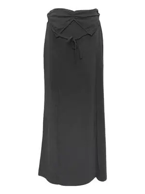 MARDI MERCREDI Foldover Waist Ruched Maxi Skirt - Grey