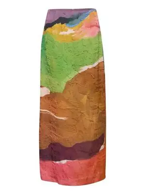 Ulla Johnson Inez Crinkled-satin Skirt - Orange