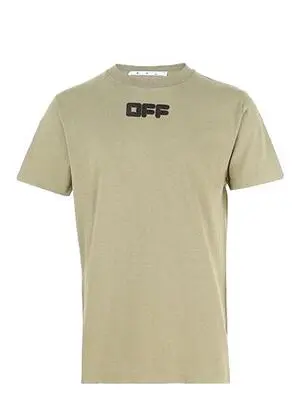 Off-White Logo Printing Round Neck Short Sleeve Ordinary Version Green - Multi-color