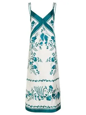 Erdem Printed Silk Midi Dress - Blue