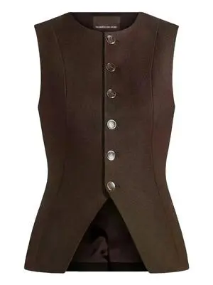 Manière De Voir Tailored Crew Neck Cinch Waistcoat - Brown