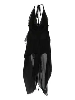 ANN DEMEULEMEESTER Lace Trim Halterneck Top - Black