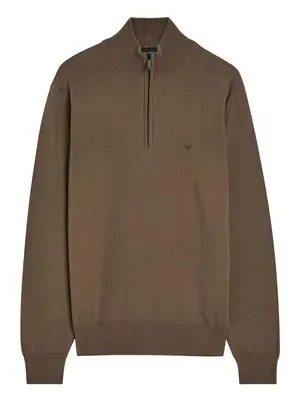 Emporio Armani Embroidered Logo High-neck Jumper - Brown