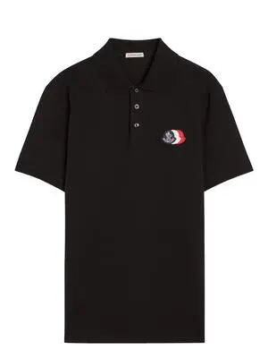 Moncler Logo-appliquéd Piqué Cotton Polo Shirt - Black