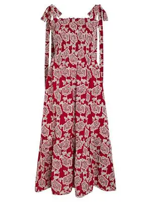 Erdem Embroidered Cotton-blend Midi Dress - Red