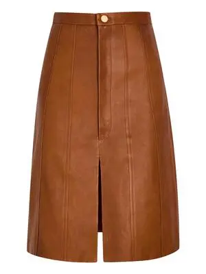 SKIIM Skiim Alexandra Corset-Effect Leather Knee-Length Skirt