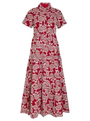 Erdem Embroidered Cotton-blend Midi Shirt Dress - Red