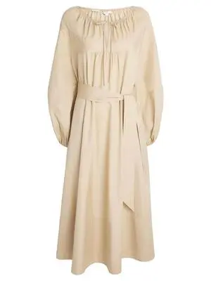 Vince Cotton Belted Midi Dress - Beige